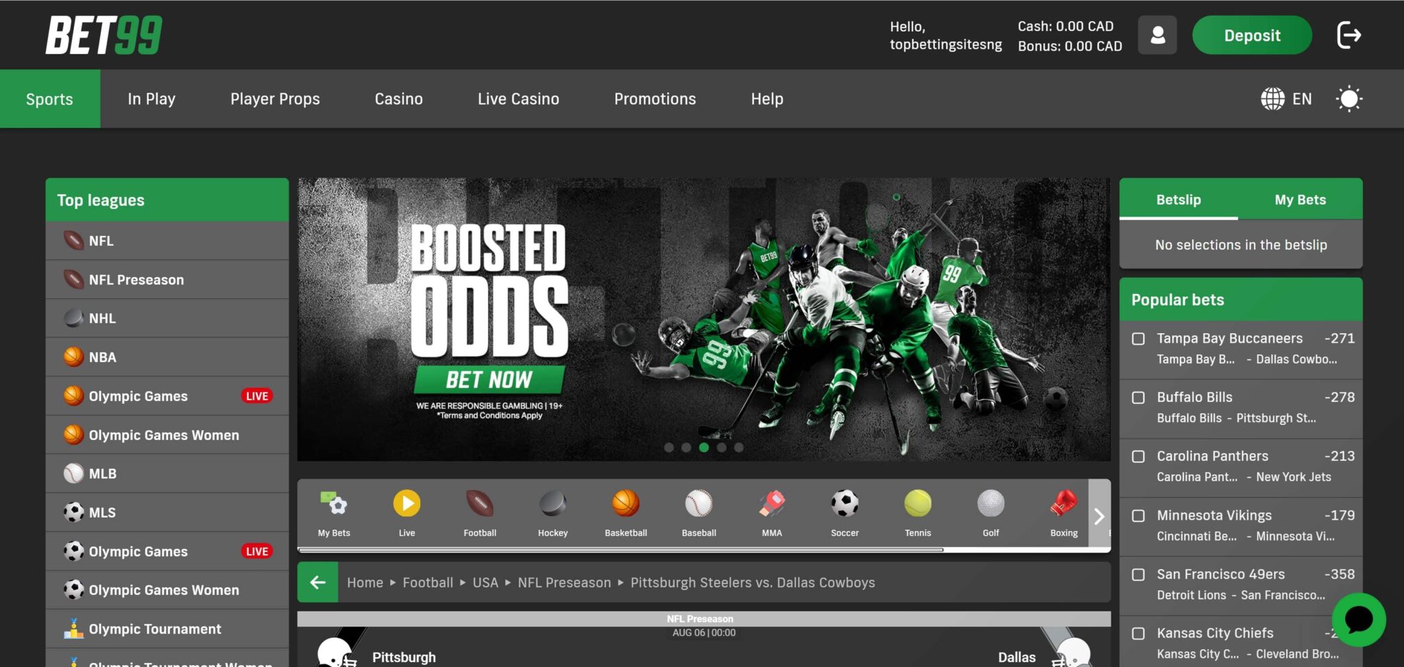 Bet99 Canada Sportsbook Review